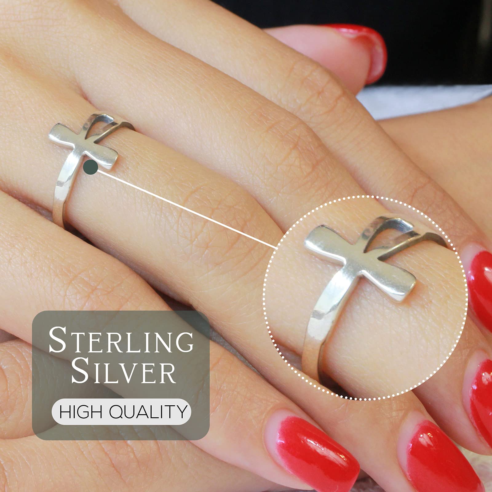 CloseoutWarehouse 925 Sterling Silver Protection from Harm Ankh Cross Ring Size 4