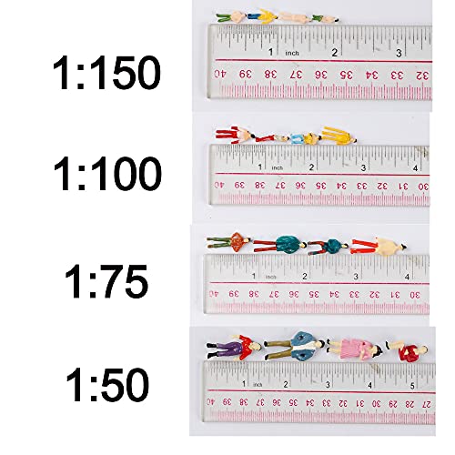 NWFashion 100PCS 1:150 Scale Hand Color Painted Model Train People Figure (1:150 13mm)