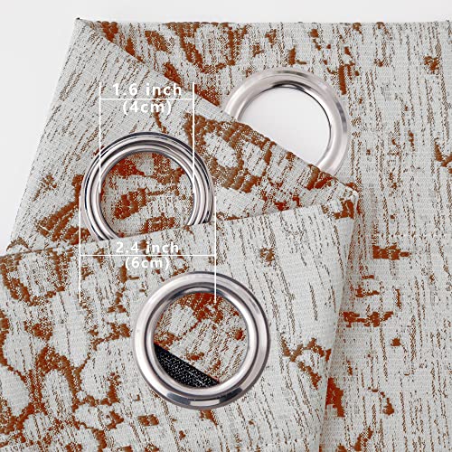 Mrs.Naturall Rusty Orange Curtains 63 Inch Length for Bedroom 2 Panels Grommet Burnt Orange Medallion Patterned Damask Moroccan Design Semi Sheer Drapes for Living Room,Terracotta and Gray Cream