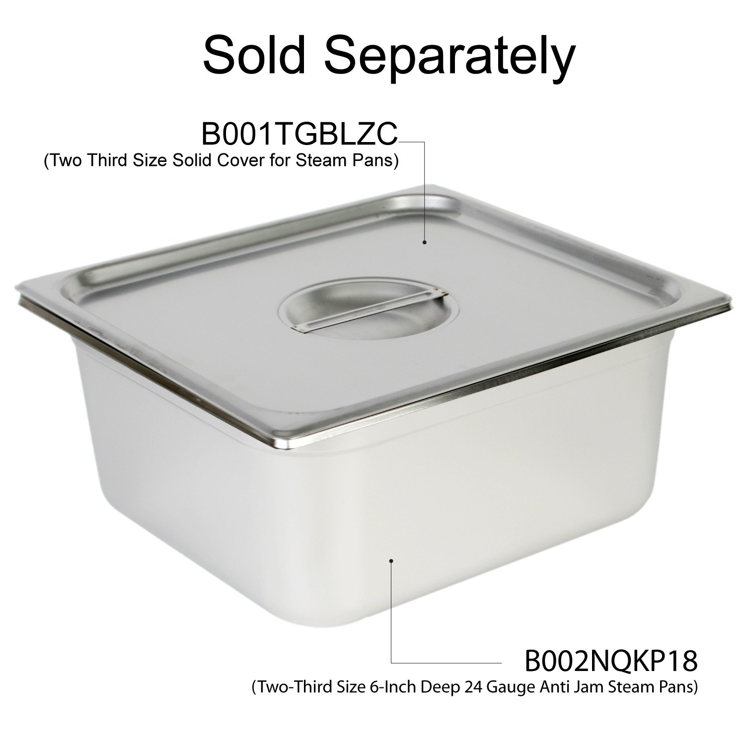 Excellante Two-Third Size 6-Inch Deep 24 Gauge Anti Jam Steam Pans