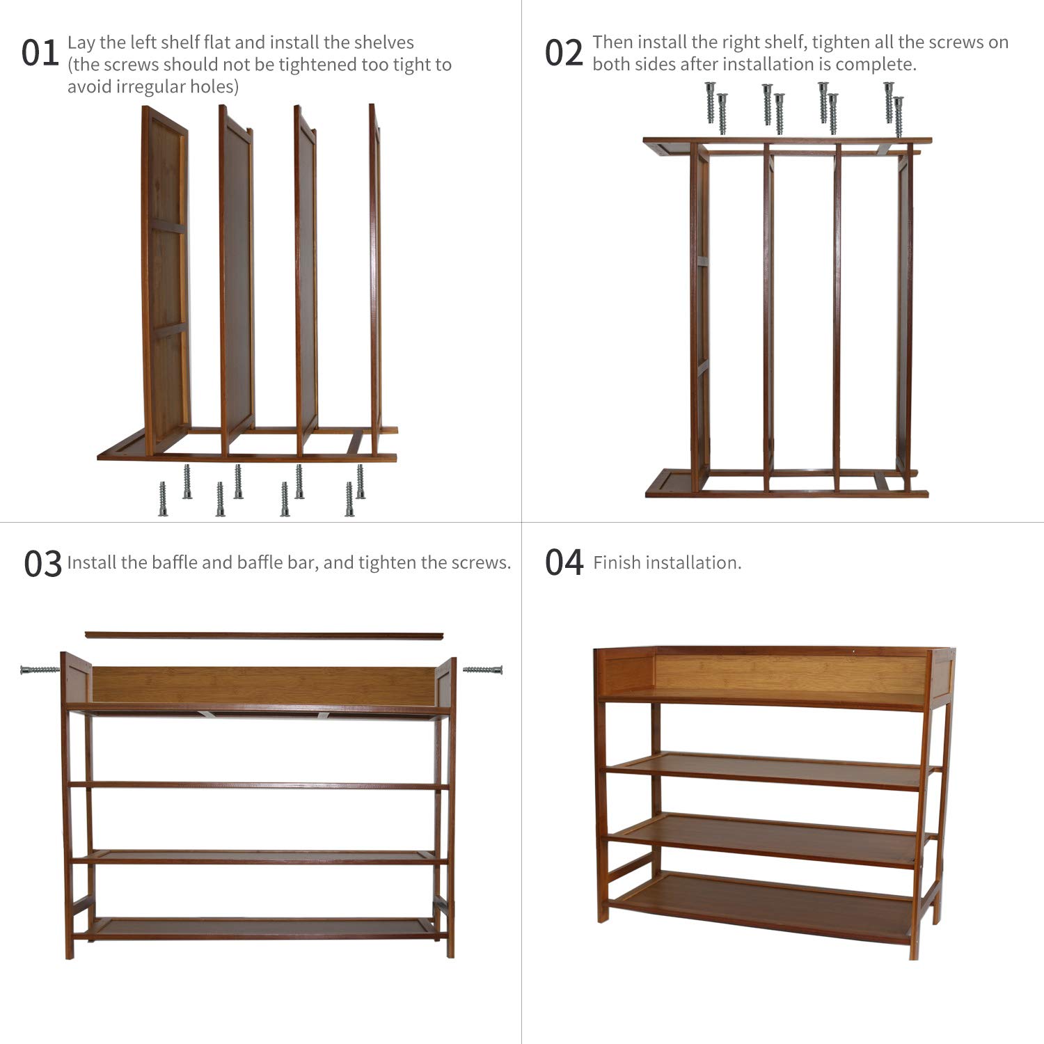 Suwoic Bamboo Shoe Rack Organizer, 5 Tier Shoe shelf Storage Organizer, For Entryway, Hallway, and Closet (Brown-39.4")
