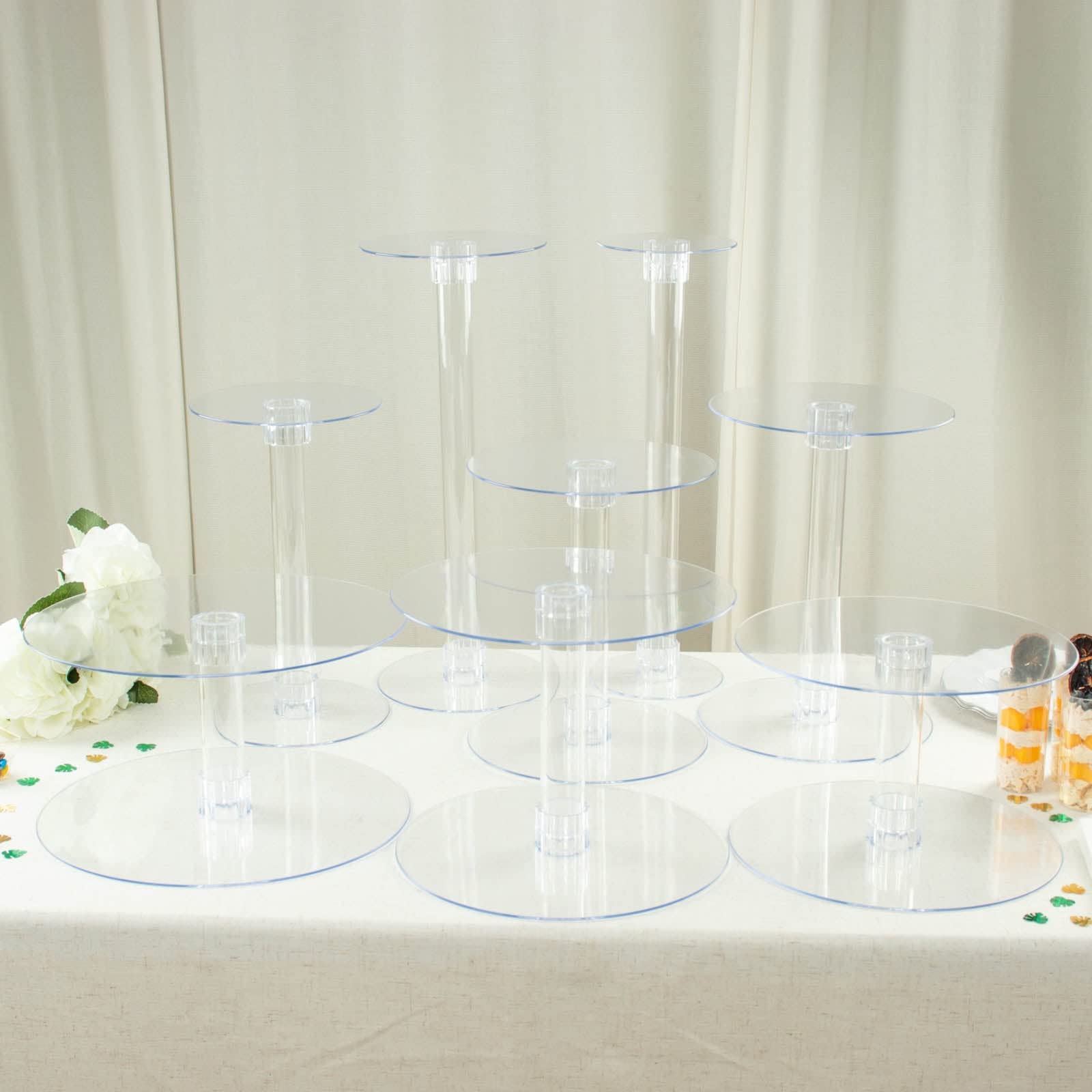 TABLECLOTHSFACTORY Lovely 8 Tier Acrylic Crystal Glass Clear Cake Dessert Decorating Stand For Birthday Xmas Party Wedding