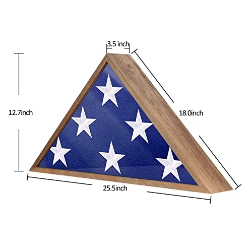 Robhomily Rustic Flag Display Case for Burial Flag, Reclaimed Wood Military Memorial Flag Display Case for 9.5 x 5 American Veteran Burial Flag , Burial Flag Box Display Case for Folded Flag and Medal
