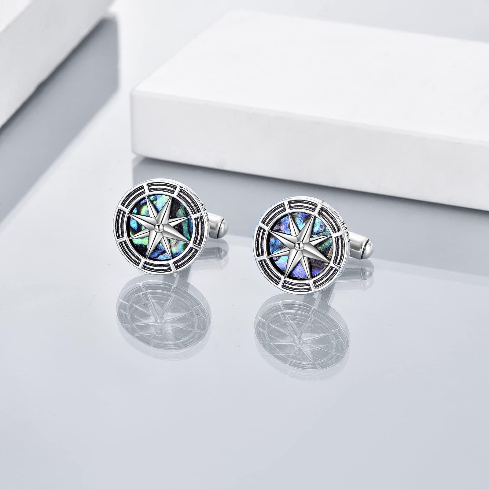 Compass Cufflinks Sterling Silver Tuxedo Shirt Cufflinks For Men Unique Cuff Links Executive Groom Father Wedding Gift