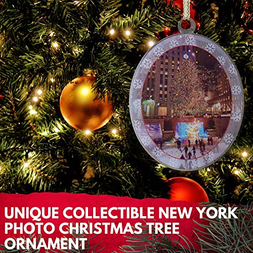 Rockefeller Center Christmas Night - New York City Christmas Ornament - Christmas Tree Ornament from Christmas in NYC Collection - Double Sided with Glitterā¦