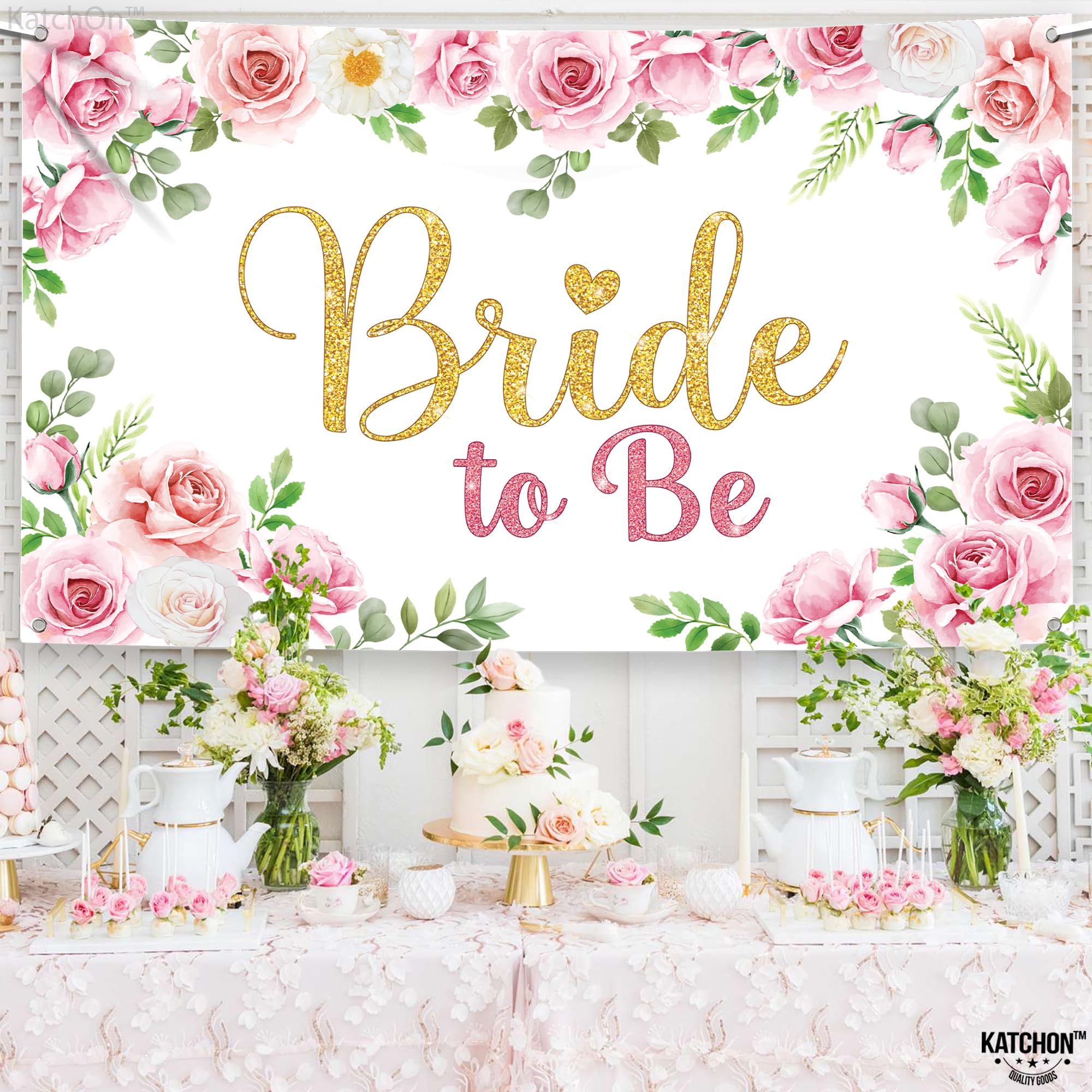 KatchOn, Pink Bride to Be Banner - Large, 72x44 Inch | Bridal Shower Backdrop for Bride to Be Decorations | Bride To Be Backdrop | Bridal Shower Decorations | Bridal Shower Banner | Bachelorette Party
