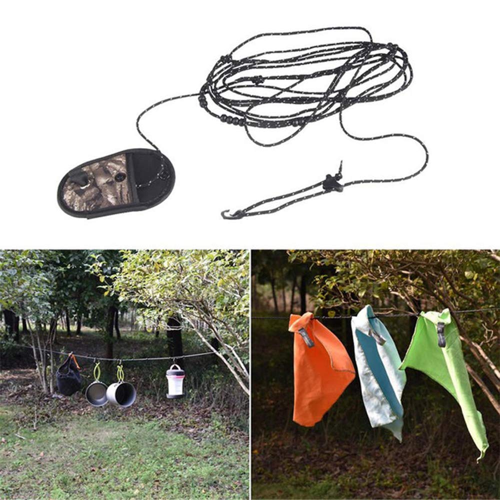 Mollytek Portable Clothesline for Traveling Camping Backyard Hotel Outdoor/Indoor with Camouflage Storage Bag Windproof Clothes Line Rope Outdoor Camping Lanyard Hanger