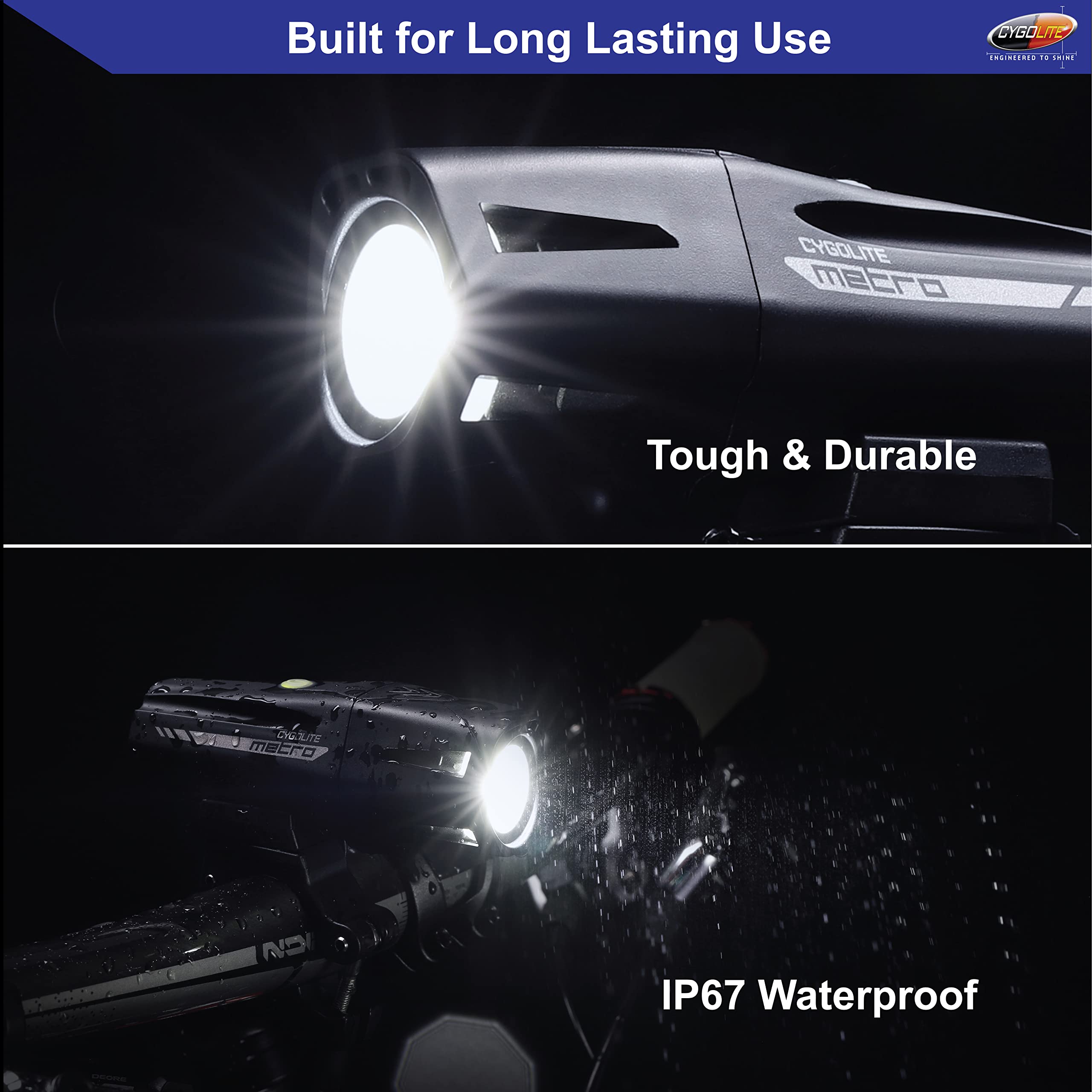 Cygolite Metro Pro – 1,200 Lumen Bike Light – 9 Night & Day Modes – IP67 Waterproof – USB Rechargeable Headlight – for Road, Mountain, Commuter Bicycles, Black