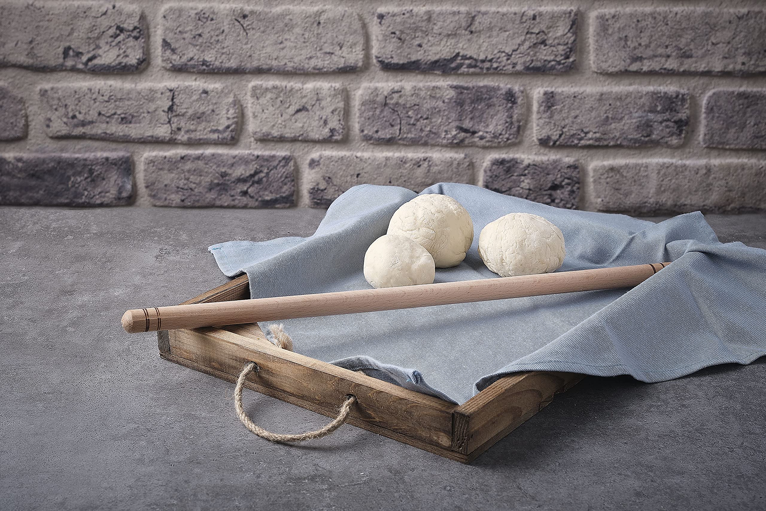 DESTALYA Wood Rolling Pin for Baking | 48 cm Wooden Roller for Dough Pastry Pizza Pasta Bread Cookie Pie Clay | Essential Kitchen Utensil