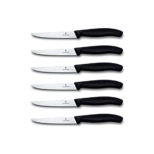 Victorinox Swiss Classic 6-Piece Steak Set (4½" Spear Point Serrated) Black, 4.25 x 0.5 x 0.5 inches, Multicolor