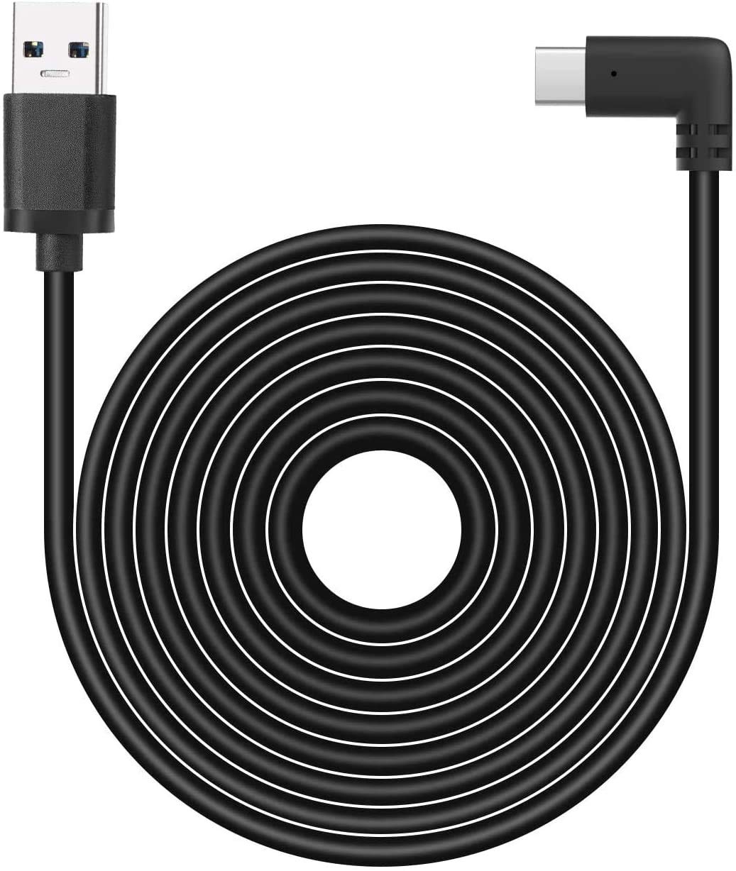 TNE Link Cable for Oculus Quest 2/Quest Cable for PC Gaming and Charging | High Speed Data Transfer & Fast Charger Cord Angled USB3.2 Gen1 to USB Type A-C Power Cable (16ft/5m)