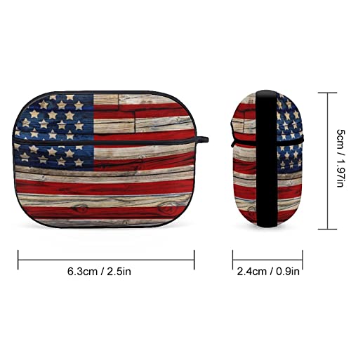 US Flag Patriotic Country Style Compatible with AirPods Pro Case Cover with Keychain Airpod Cases Portable Shockproof Protective Case for Women Men Hard Headphone Case for Apple Airpods Pro