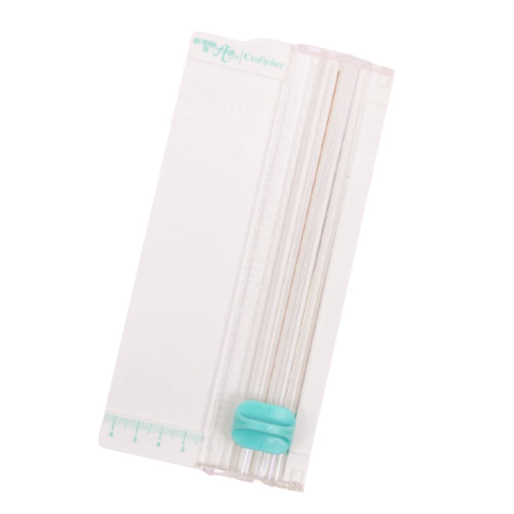 Craftelier - Portable Mini Paper and Cardboard Cutter for Scrapbooking or Crafting with Transparent Folding Clip, Blade and Ruler | Size 9 x 17 cm