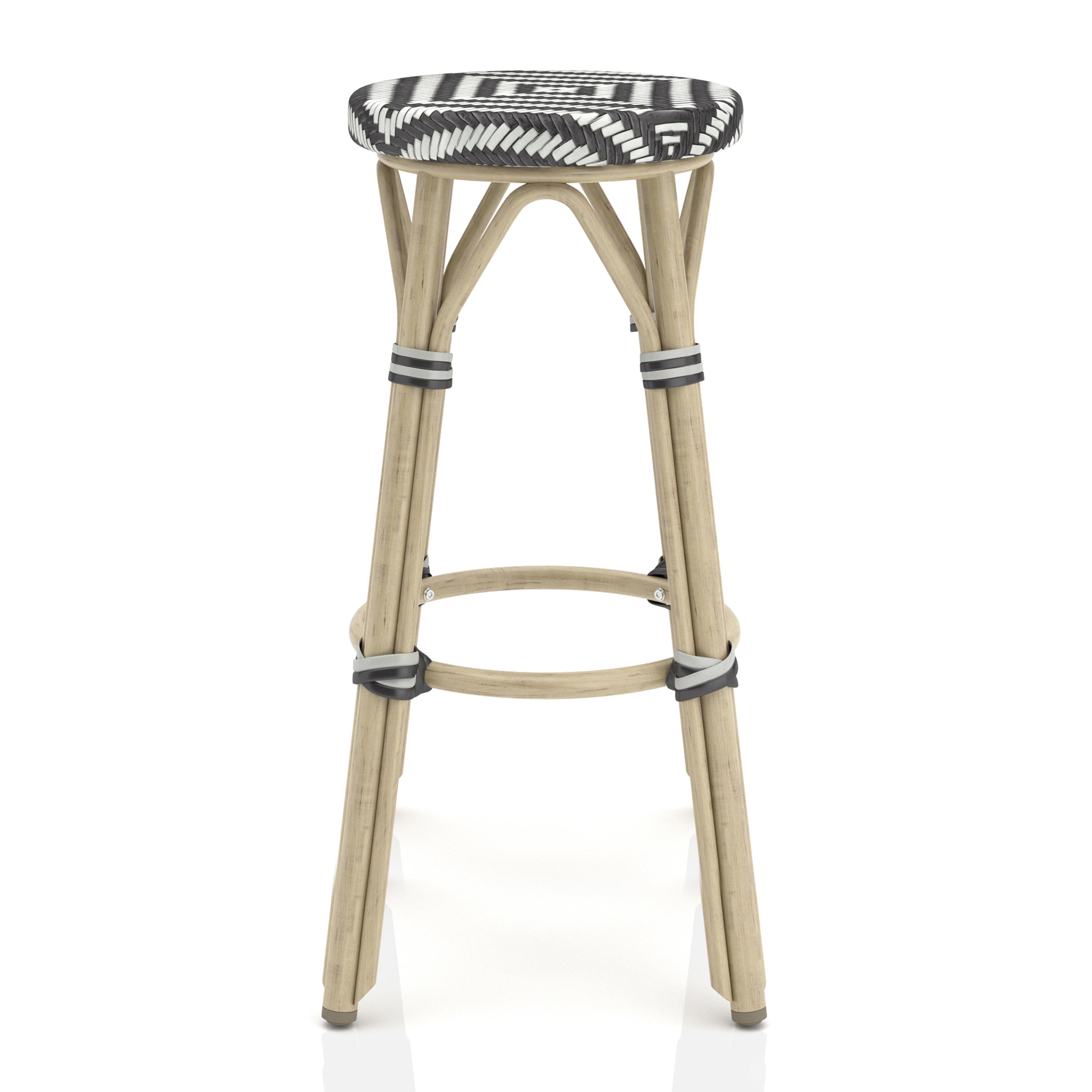 Greemotion Binde Boho 30-inch Aluminum and All-Weather Wicker Barstools with Footrest, Patio Stools & Bar Chairs for Outdoor, Kitchen Counter, Poolside, Yard, Set of 2, Brown