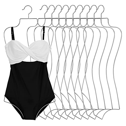 Lingerie Hangers Body Shape Display Hangers Metal Wire Bathing Suit Hangers Bikini Swimwear Hanging Rack Swimsuit Hanger for Bra Boutique Closet(Silver, 10 Pack)