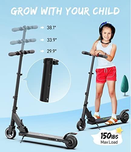 MEGAWHEELS Electric Scooter Height Adjustabe Folding,Up to 5~7.5 Miles Long Range and 14.3 MPH Portable Folding Commuting Scooter for Boys and Girls with Double Braking System