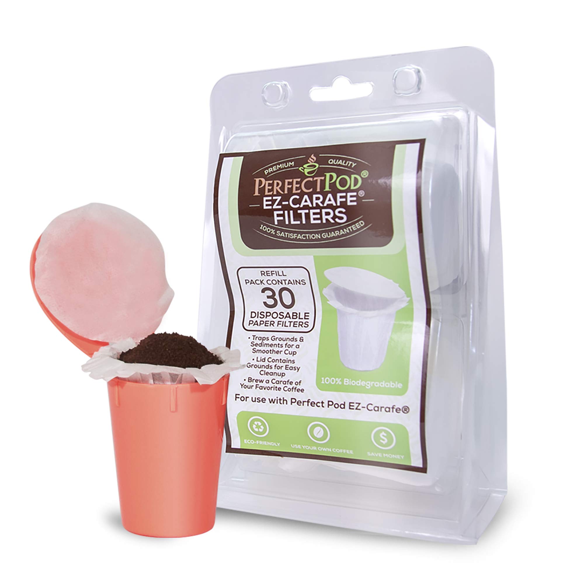 EZ-Carafe Disposable K-Carafe Paper Filters with Patented Top Lid - Compatible and For Use with Keurig 2.0 K-Carafe Reusable Coffee Pods, 4-Pack (120 Filters)