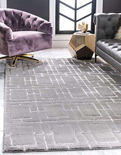 Unique Loom Marilyn Monroe Glam Collection Area Rug - Deco (6' 1' x 9' Rectangle, Gray Silver/ Silver)