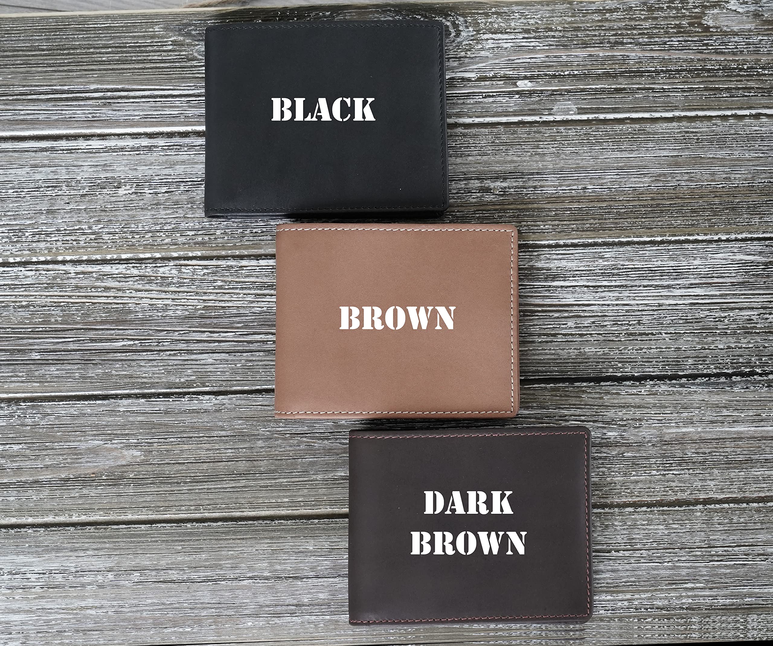 Custom Wallets For Men, Personalized Gifts For Men, Personalized Wallet For Men, Customized Engraved Full Grain Leather with RFID Blocking, Custom Gifts, Customized Wallets For Fathers Day (Black)