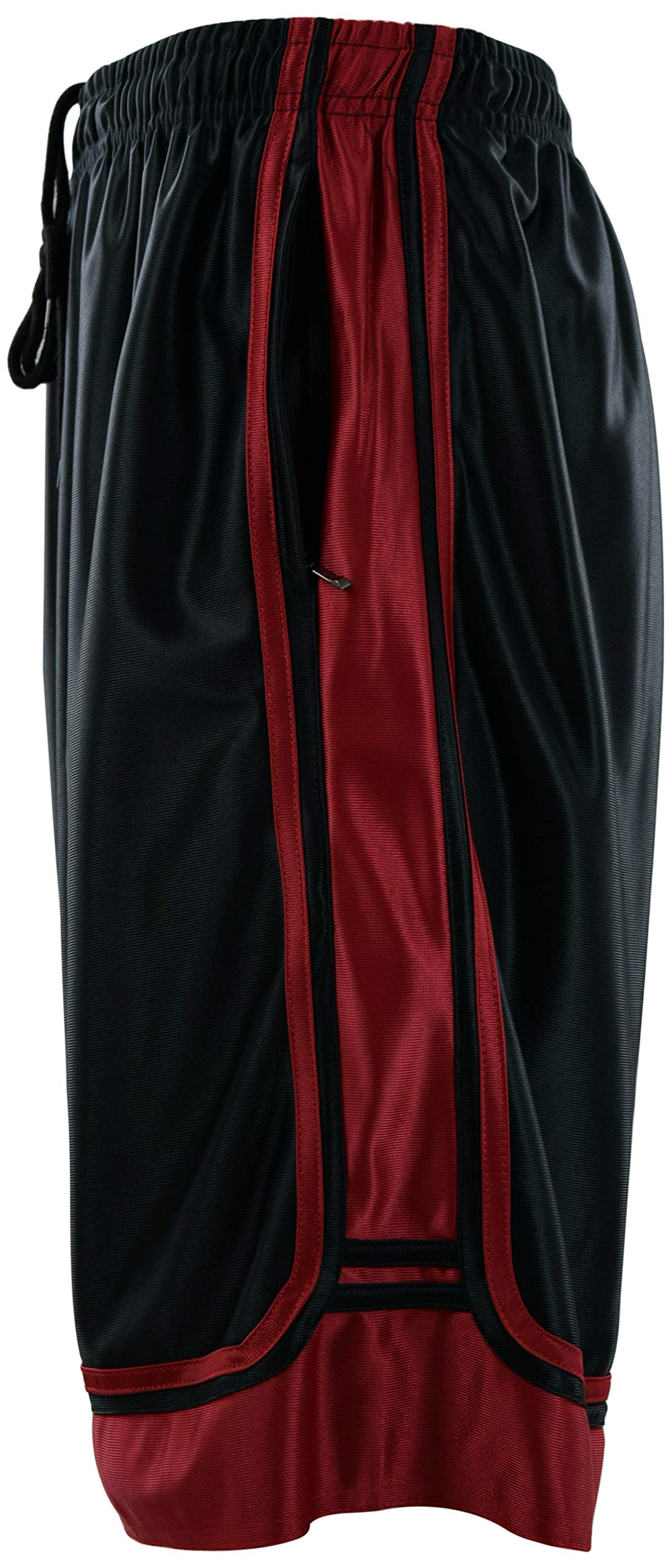 ChoiceApparel Mens Two Tone Training/Basketball Shorts with Pockets (S up to 4XL) (XL, Zipper-Black/Red)