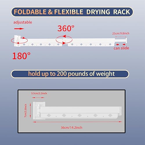 iMonse Clothes Drying Rack, Retractable and Foldable Laundry Drying Rack Wall Mount for Indoor, Space Saver Clothes Hanging Rack for Laundry Room, Balcony, Closet, Bedroom(Double-Fold), White