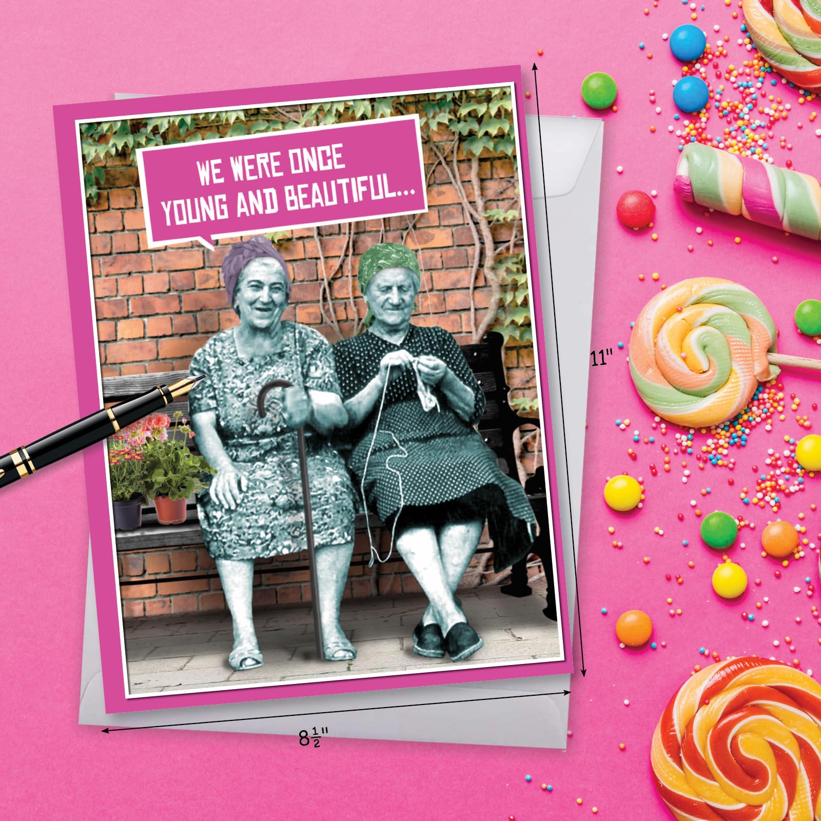 NobleWorks - Big Funny Birthday Greeting Card 8.5 x 11 Inch with Envelope (1 Pack) Large Jumbo Bday Card for Women Young and Beautiful J3635BDG