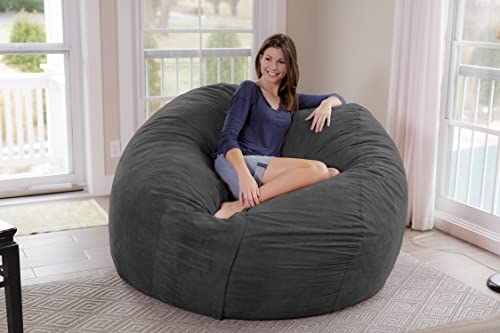 Chill Sack Bean Bags Large Bean Bag, 7-Feet, Charcoal Micro Suede