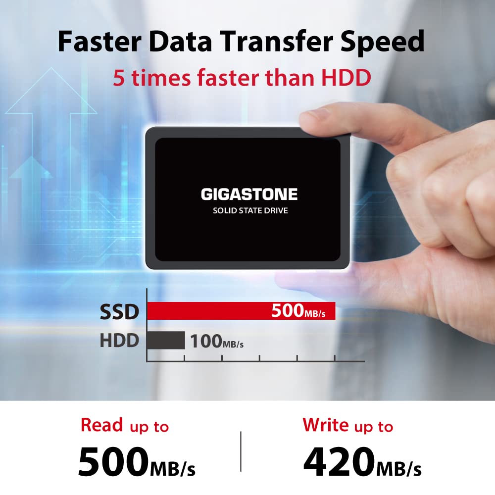 Gigastone SATA SSD 250GB (10-Pack) 2.5 inch SSD 500MB/s Upgrade Laptop PC Memory and Storage PS4 HDD Replacement 2.5" Internal Solid State Hard Drives SATA III SLC Cache 3D NAND Increase Performance