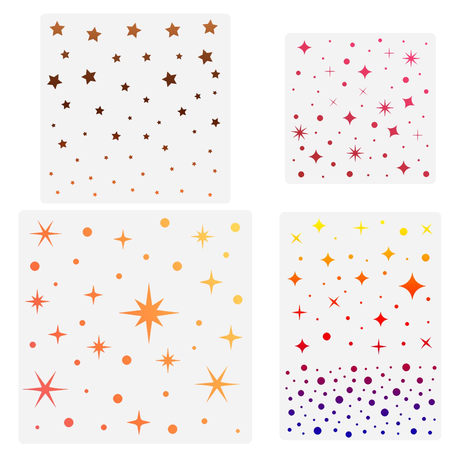 CIEOMODA Large Twinkle Star Stencil 12*12 Inch ,4 Pack Assorted Sizes Reusable Star Pattern Plastic Templates for Making DIY Craft Painting on Wood Furniture Pillows,Tile, Canvas, Floor and Wall Decor