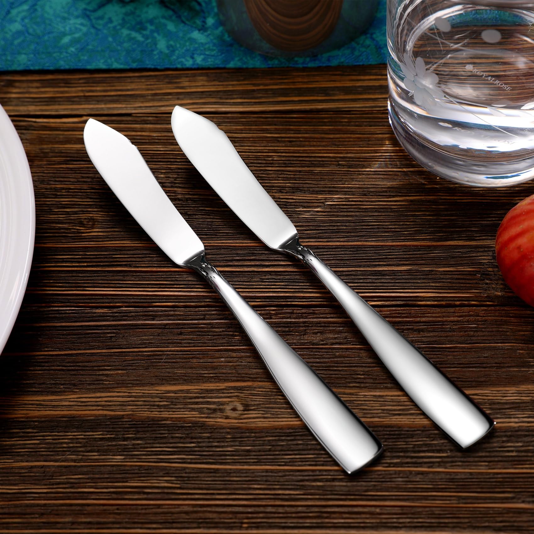KEAWELL Premium 4-Piece 7" Louis Butter Knives, 18/10 Stainless Steel, Dishwasher Safe