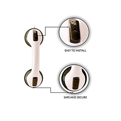 FChome Shower Wall Suction Cup Grab Bars,12 Inches Shower Handle Bar Offers Safe Grip with Strong Hold Suction Cup for Safety Grip Grab in Bathroom,Gray