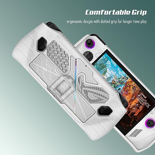 MES MERRY Kickstand Case for 2023 ASUS ROG Ally Handheld, ROG Ally 7 Accessories Protective Cover Grip with Stand (Clear White)