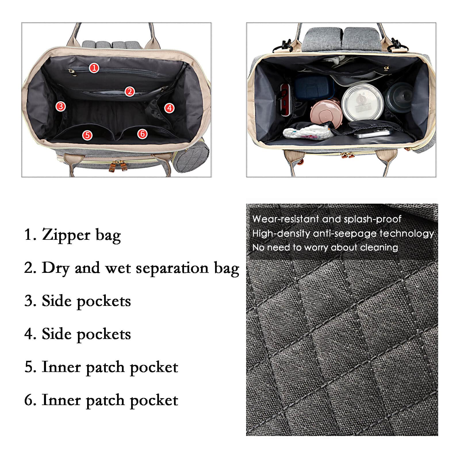 GIMURM Mothers Gifts,Diaper Bag Backpack,Multi Baby Nappy Changing Bags Travel Back Pack with Changing Pad & Stroller Straps, Large Capacity, Waterproof and Stylish,gray