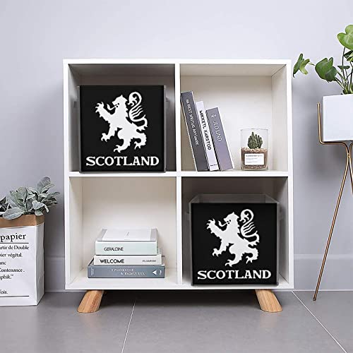 Lion Rampant Scotland Scottish Canvas Collapsible Storage Bins Cube Organizer Baskets with Handles for Home Office Car