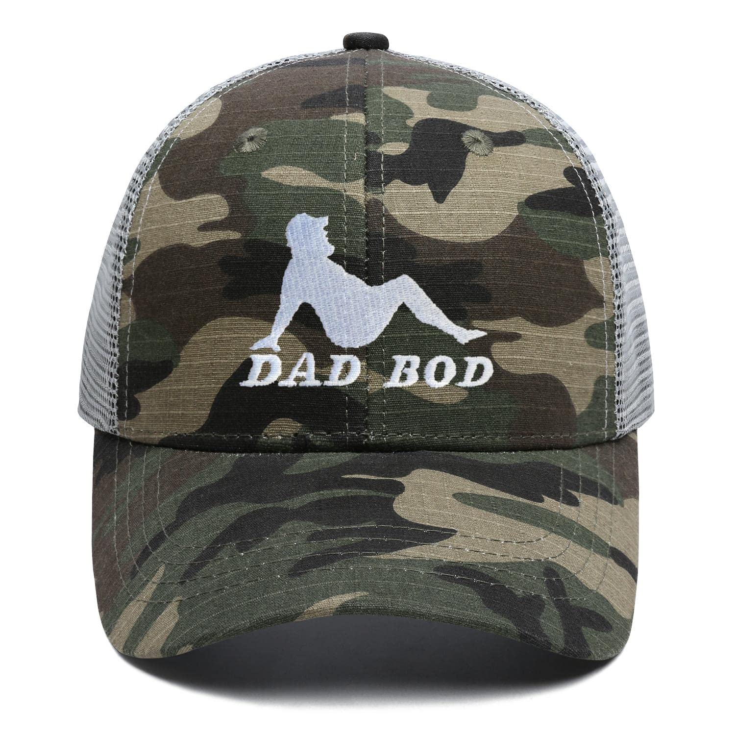 Dad BOD Embroidered Hat Funny Baseball Cap Trucker Cap Adjustable Baseball Snapbacks Hat Gifts for Father's Day, Birthday Green-Camouflage