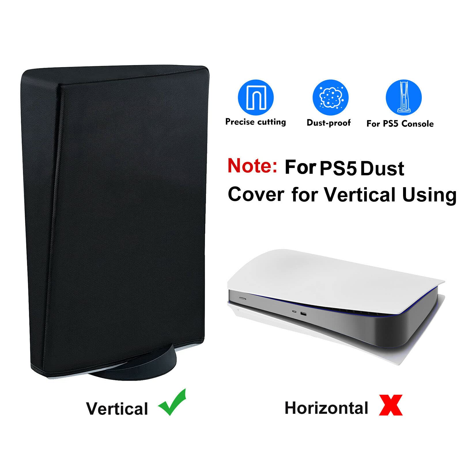 Dust Cover For PS5 Console, Oxford Fabric Anti-Scratch Waterproof Dust Guard With Back Cable Port For SONY Playstation 5 Console Digital & Disk Version Accessories (Grey)