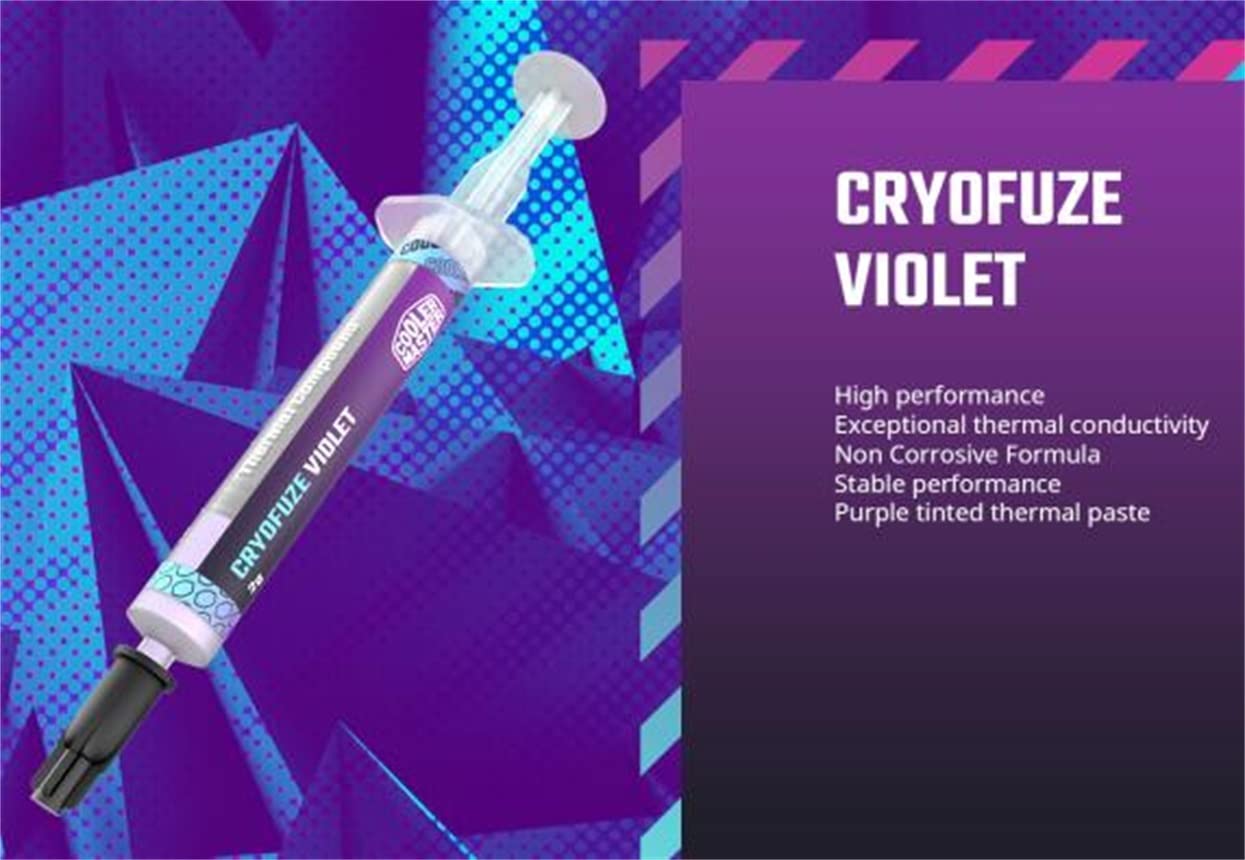 COOLERMASTER CryoFuze Violet Ultra-High Performance Thermal Paste, Nanoparticles, High CPU/GPU Conductivity W/m.k= 12.6m, Non Corrosive Formula,for CPU and GPU Coolers(2g)