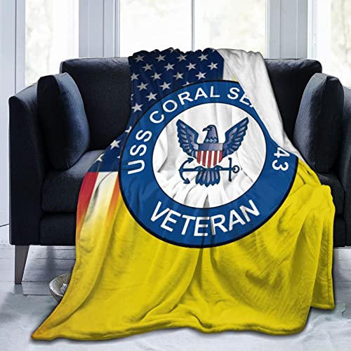USS Coral Sea Cv-43 Flannel Abstract Throw Blanket, Super Soft Fleece Decorative Blankets Fuzzy Microfiber Blanket for Couch Bed Sofa