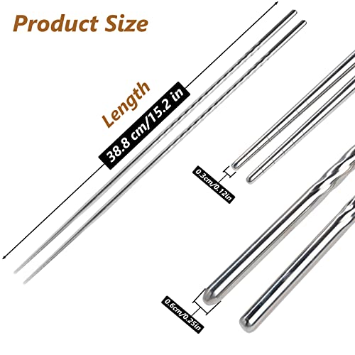 EORTA 3 Pairs Cooking Chopsticks 15.2 Inch Extra Long Stainless Steel Chopsticks with Non-slip Threaded for Hot Pot, Cooking, Frying, Noodle Chopsticks, Dishwasher Safe, Silvery