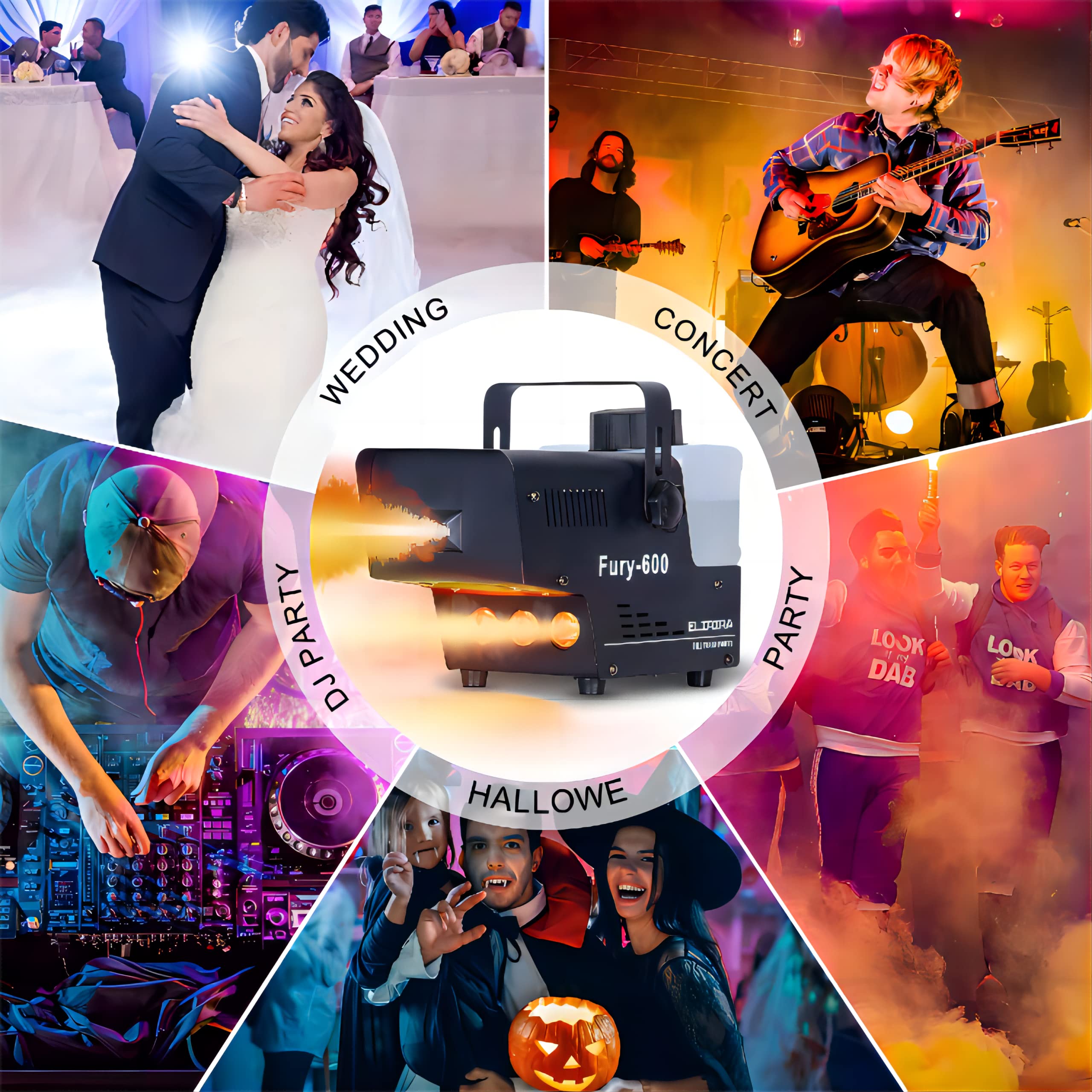 ELIRIRA Fog Machine Smoke Machine Metal Case LED Light 600W and 3500CFM Fog with Wireless Remote Control for Birthday,Wedding, Halloween,DJ Party,Stage Effect, with Safe Protection