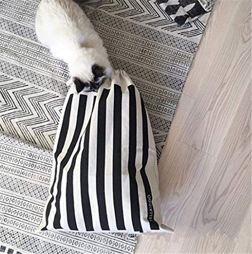 Mvchifay Laundry Bag Large Drawstring Canvas Toy Clothes Wash Storage Collapsible Reusable Baby Gift Holder for Travel College Bathroom (Stripes Pattern)