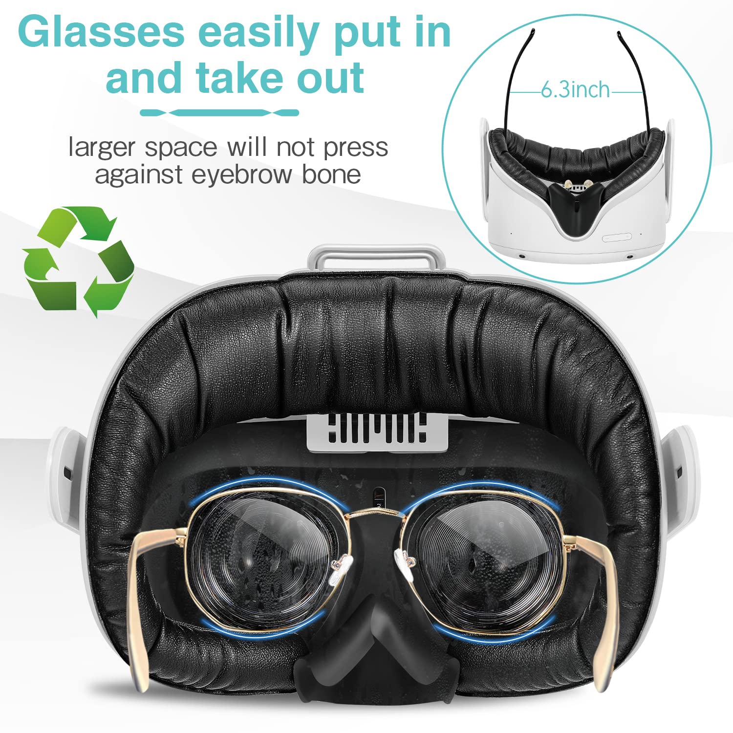 Face Cover Pad for Oculus Quest 2 - VR Facial Interface Defogging Cooling Fan Leather Cushion Silicone Padding Air Circulation Relieve Fogging Hot Air