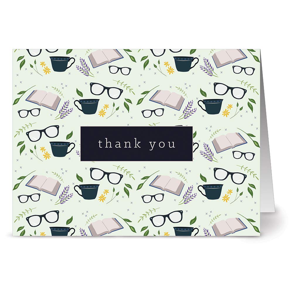Note Card Cafe Thank You Cards with Envelopes | 72 Pack | Blank Inside, Glossy Finish | 6 Love of Reading Thank You Designs | Assorted Set for Greeting Cards, Occasions, Birthdays, Gifts