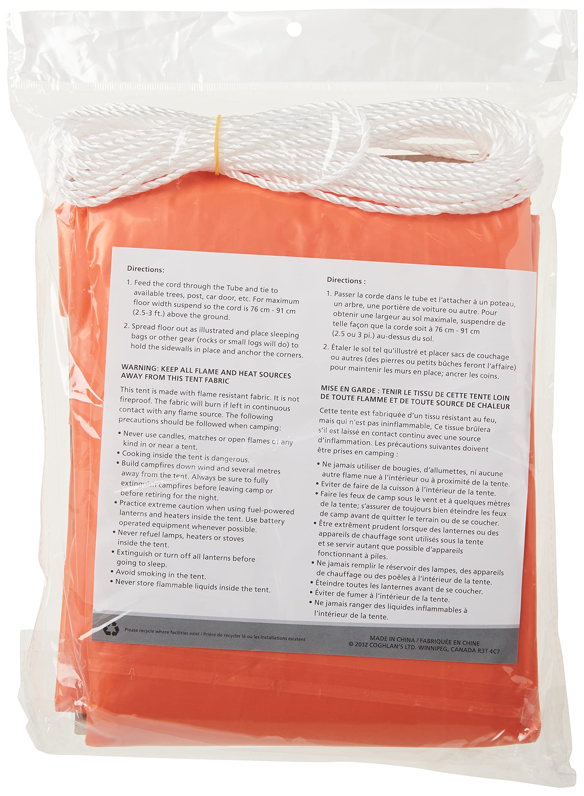 Coghlan's Emergency Tube Tent Orange ,8' x 5' x 2.5'