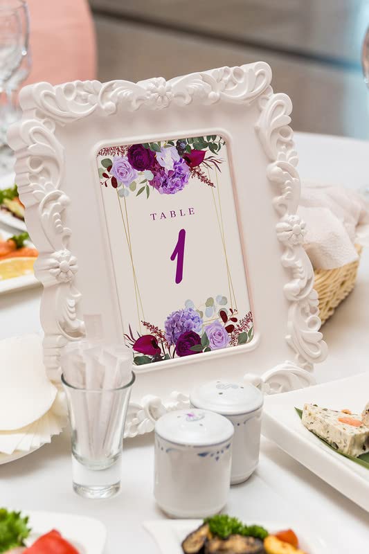 SLS Vision Table Number Cards for Wedding or Other Events. 4x6 Inches, Double-Sided, Numbers 1-25 Plus Head Table Card, Made in USA. Purple Bliss.