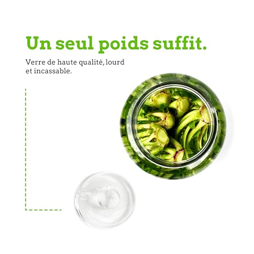 Nourished Essentials - Set of 4 Heavy Glass Fermentation Weights Lids - Grooved Handles - Canning Supplies - for Pickling & Canning - Fits Wide Mouth Mason Jars