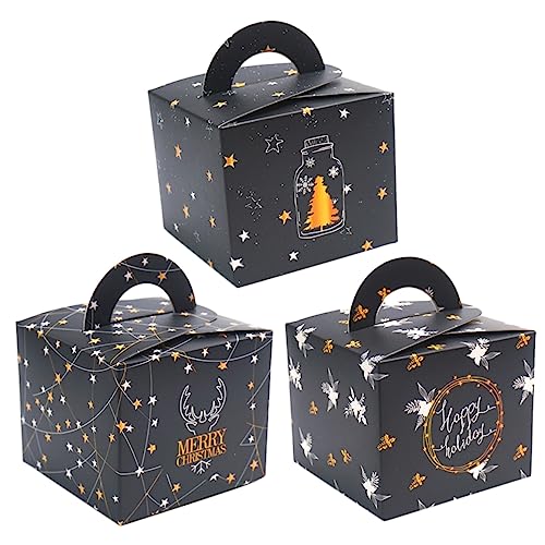 COHEALI 12pcs Christms Gift Boxes Party Favor Boxes for Christms Chocolate Candy Box for Christms Christmas Star Deer Black Christms Candy Box Candy Wrap Box