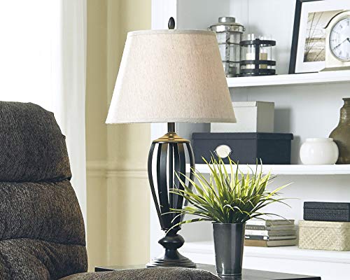 Signature Design by Ashley Mildred Modern Bronze Metal Table Lamp, 2 Count, 29.75", Almost Black
