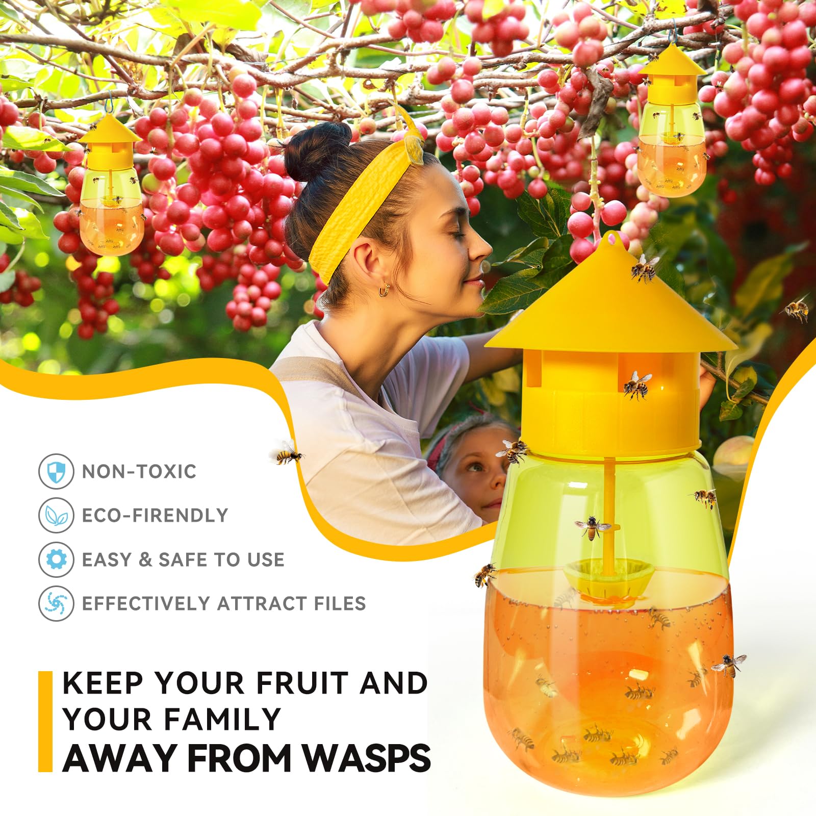 ITISBLTN 2 Packs Wasp Trap β Extra Large Yellow Jacket Trap Reusable Outdoor Hanging Ground Bee Wasps Killer Traps for Outside Garden, Patio, Backyard, Camping