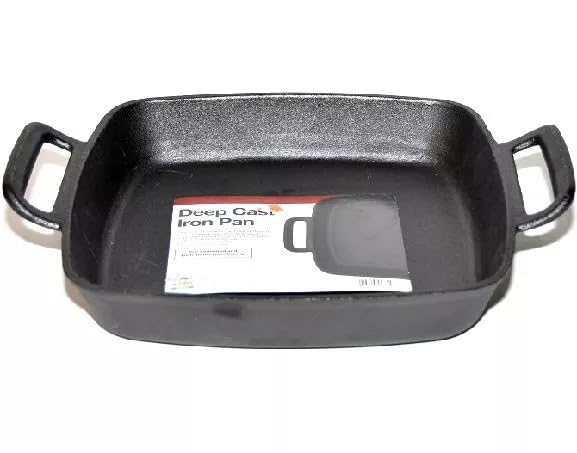 Mr.BarBQ Deep Square Cast Iron Fry Pan, 13.85" x 10.9"
